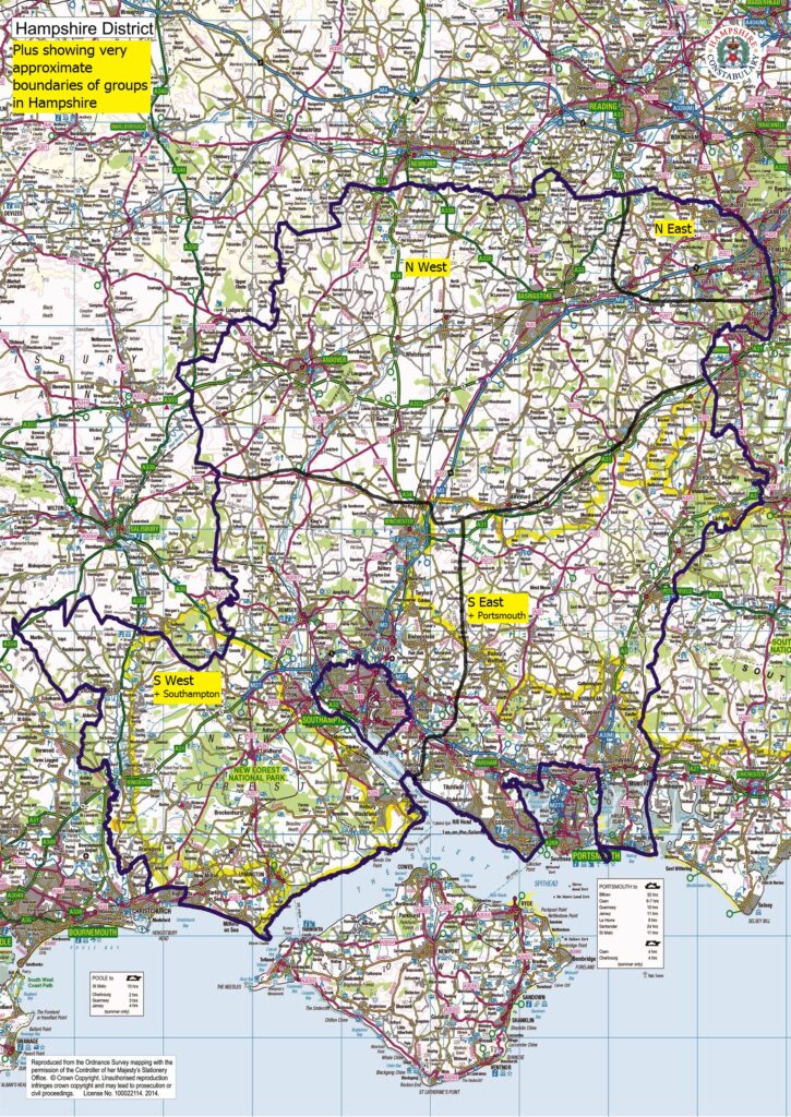 Hampshire map – South West Hampshire RAYNET-UK